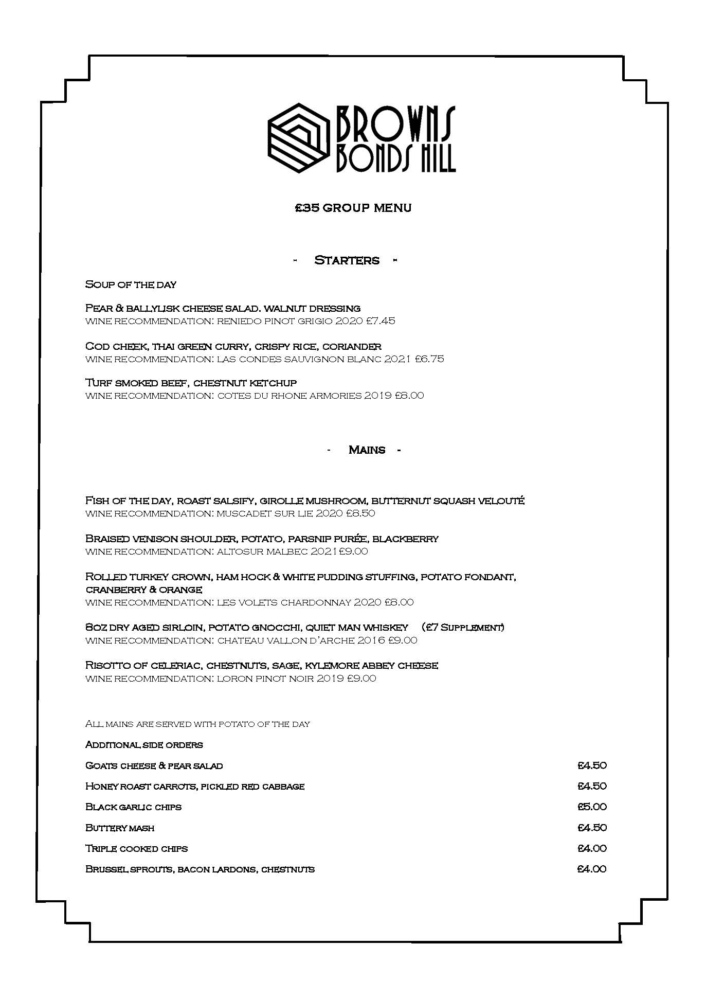 Fine Dining Menus form Derry's finest restaurant in Bonds Hill